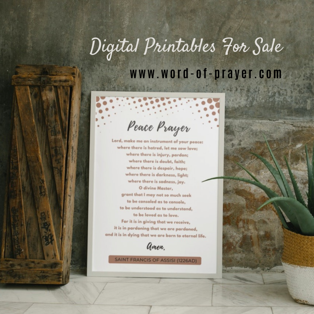 ST FRANCIS PEACE PRAYER PRINT | Digital Download – Word of Prayer