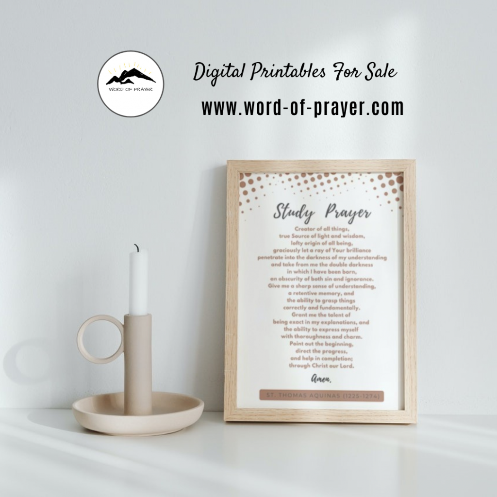 STUDY PRAYER PRINT | Digital Download – Word of Prayer