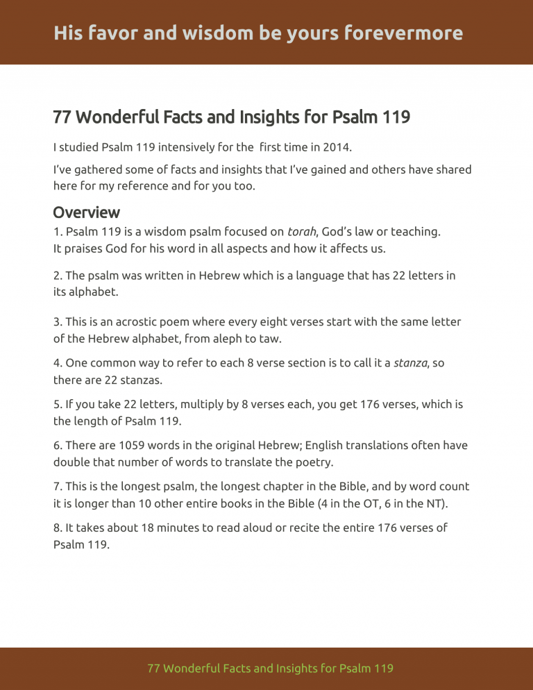 77 Wonderful Facts and Insights for Psalm 119 | Digital Download – Word ...
